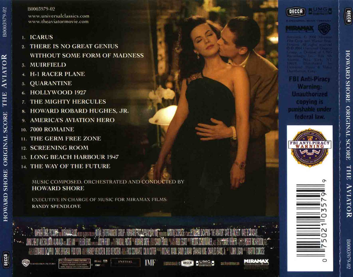 Car tula Trasera de Bso El Aviador (The Aviator) (Score) - Portada