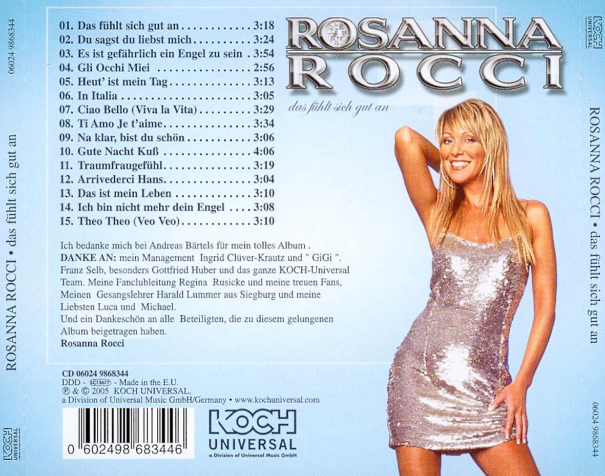 Car tula Trasera de Rosanna Rocci - Das F hlt Sich Gut An - Portada Car tula Trasera de Rosanna Rocci - Das F hlt Sich Gut An - Portada