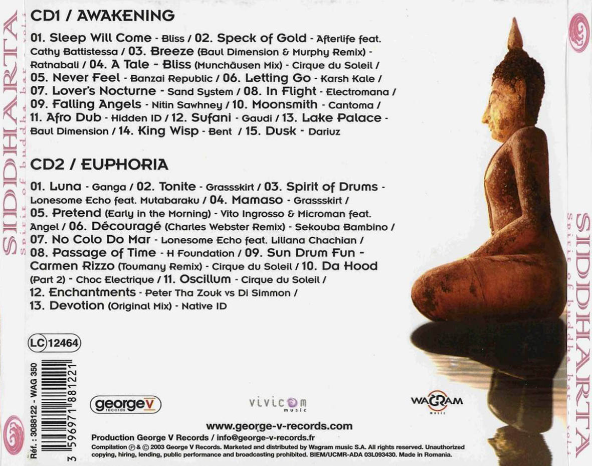 Car tula Trasera de Siddharta: Spirit Of Buddha Bar Volume 2 - Portada