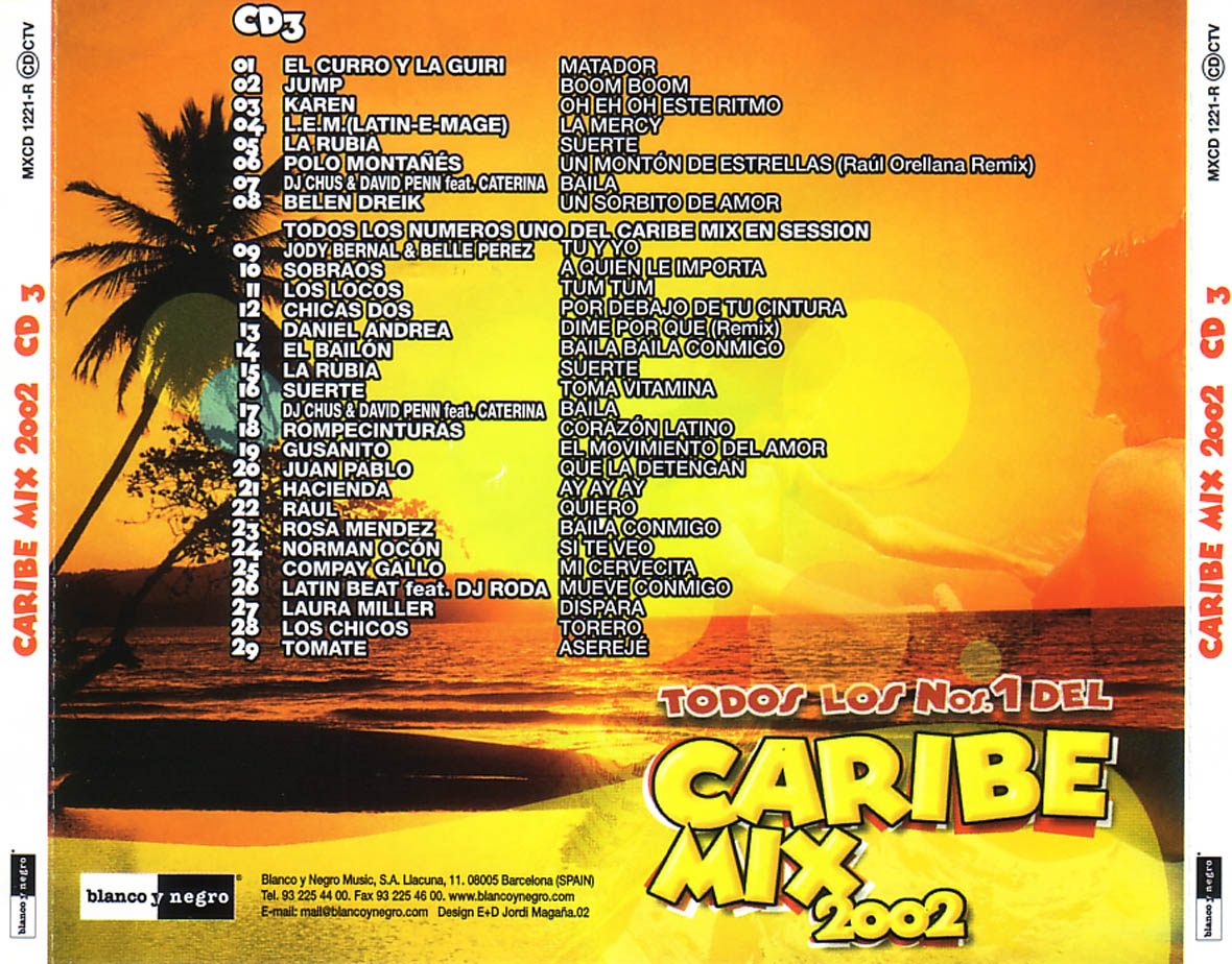Car tula Trasera de Todos Los N 1 Del Caribe Mix 2002 Cd 3 - Portada