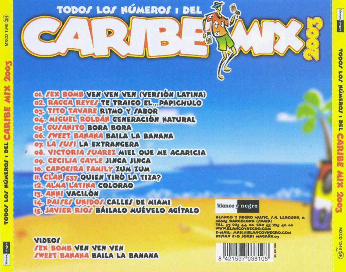 Car tula Trasera de Todos Los N 1 Del Caribe Mix 2003 - Portada